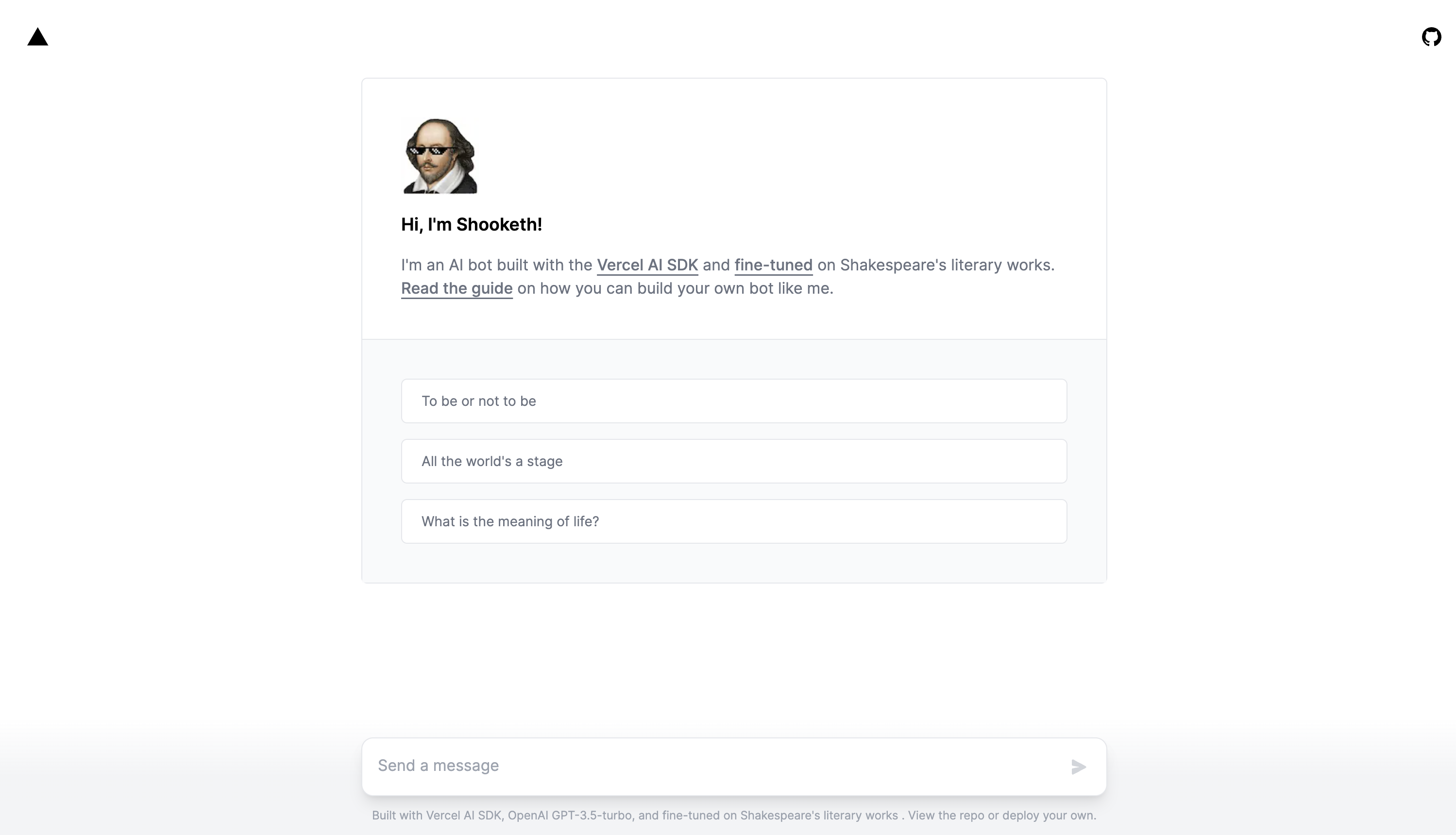 Shooketh – AI bot fine-tuned on Shakespeare's literary works